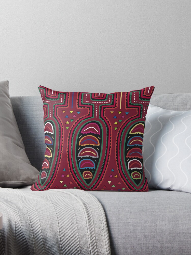 Aaheei mola kuna with cocoa design Throw Pillow 18x18 Inch Short Plush ...