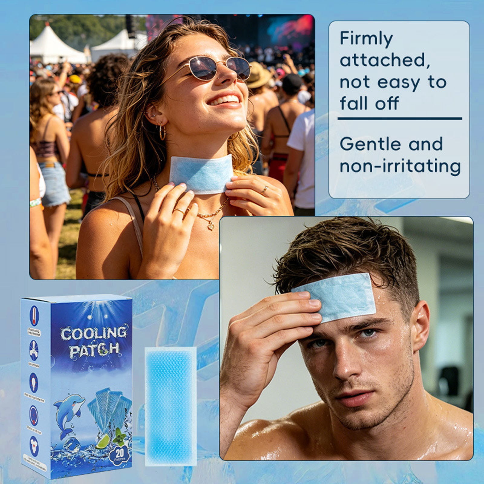 Aaihamo Summer Cooling Ice Patches, Forehead Physical Cooling Gel ...