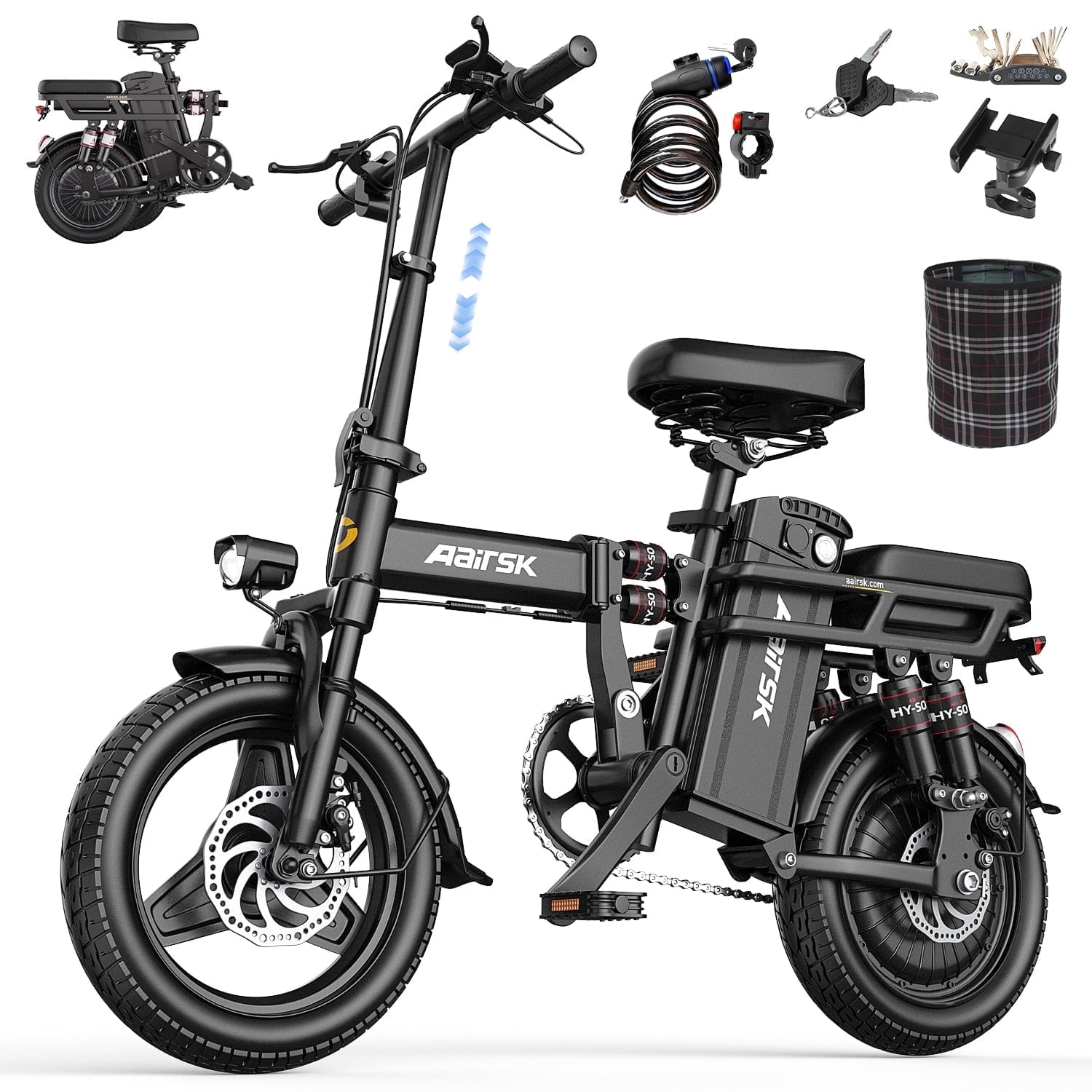 Aairsk Folding Electric Bike for Adults,14" E-Bike,748W Peak Motor ...