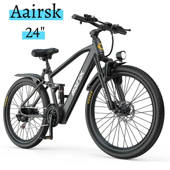 Aairsk GT900 24" Electric Mountain Bike,400W Motor,25MPH,36V 13AH Battery,Shimano 7-Speed,Front ...