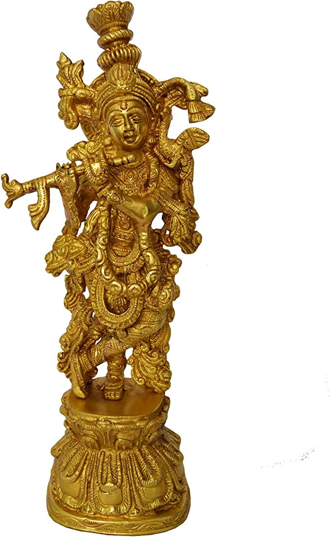 Aakrati Krishna Religious Metal Sculpture Yellow Finish - Hindu ...