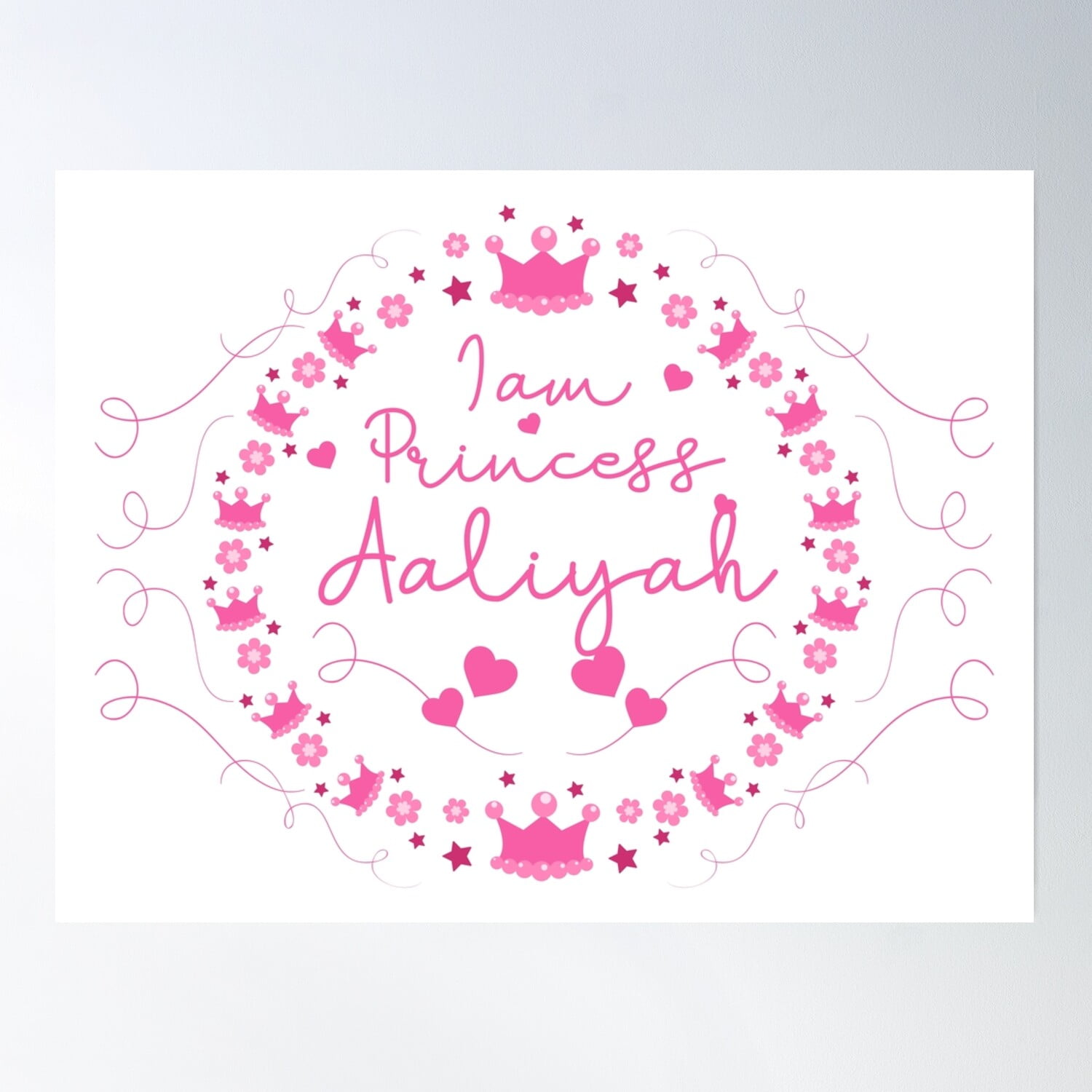 Aaliyah Baby Girl Cute Princess Poster Wall Art, Modern Wall Decor ...