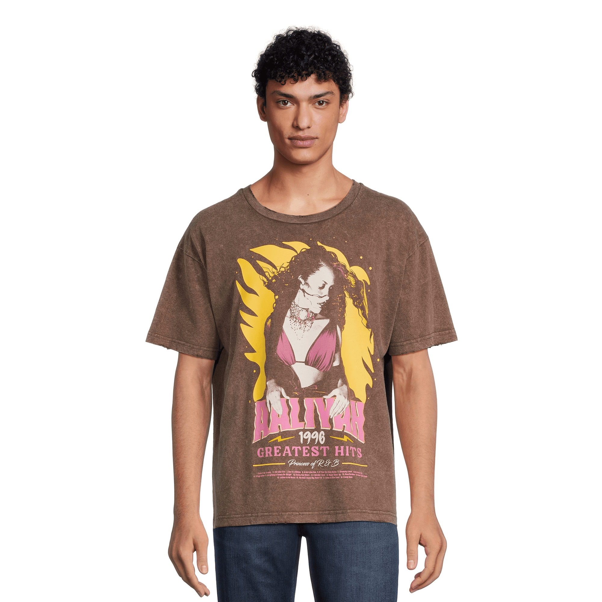Aaliyah Men’s and Big Men’s Oversized Graphic Band Tee - Walmart.com