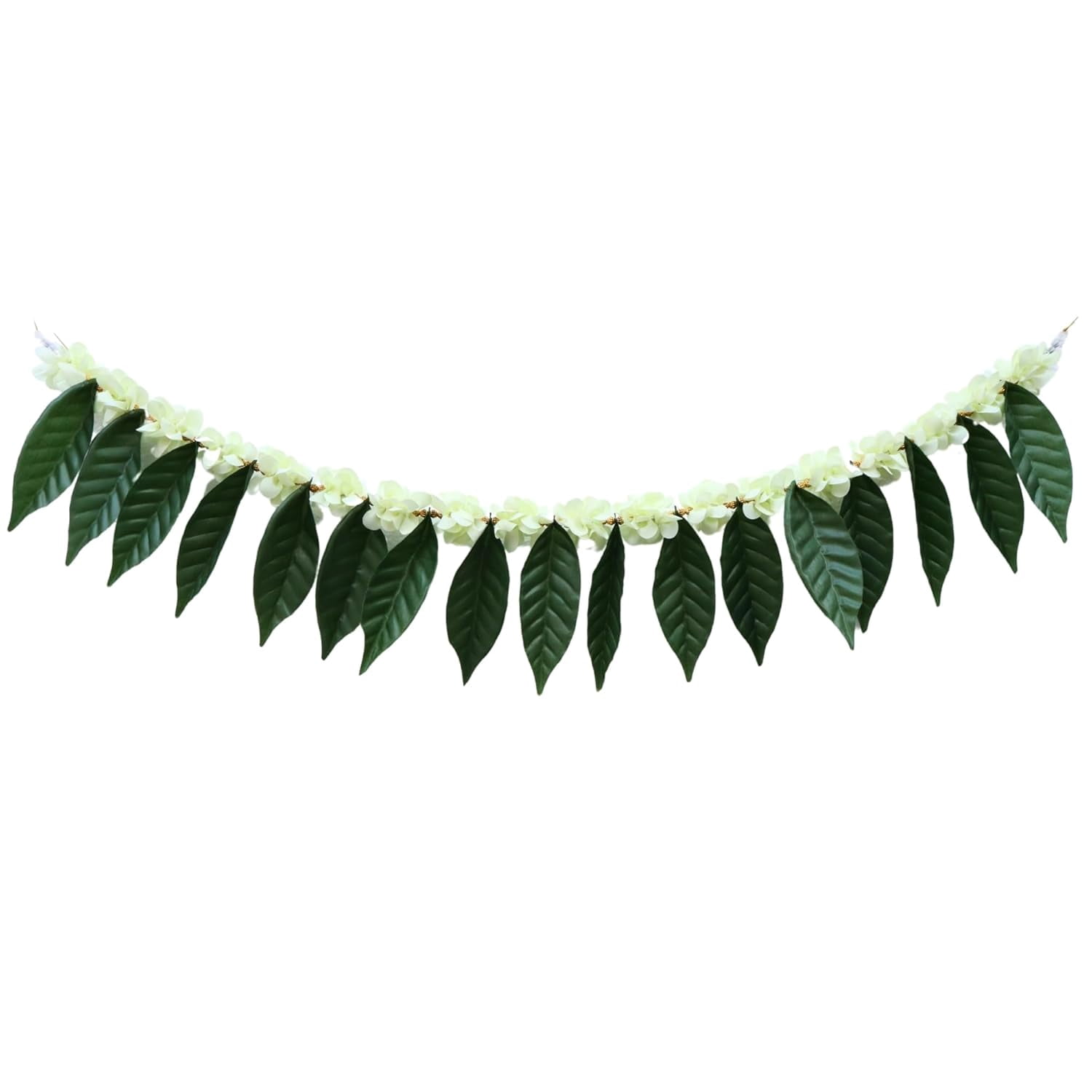 Aam Patta/Mango Leaf Toran with White Flowers for Entrance (Set of 1) 3 ...