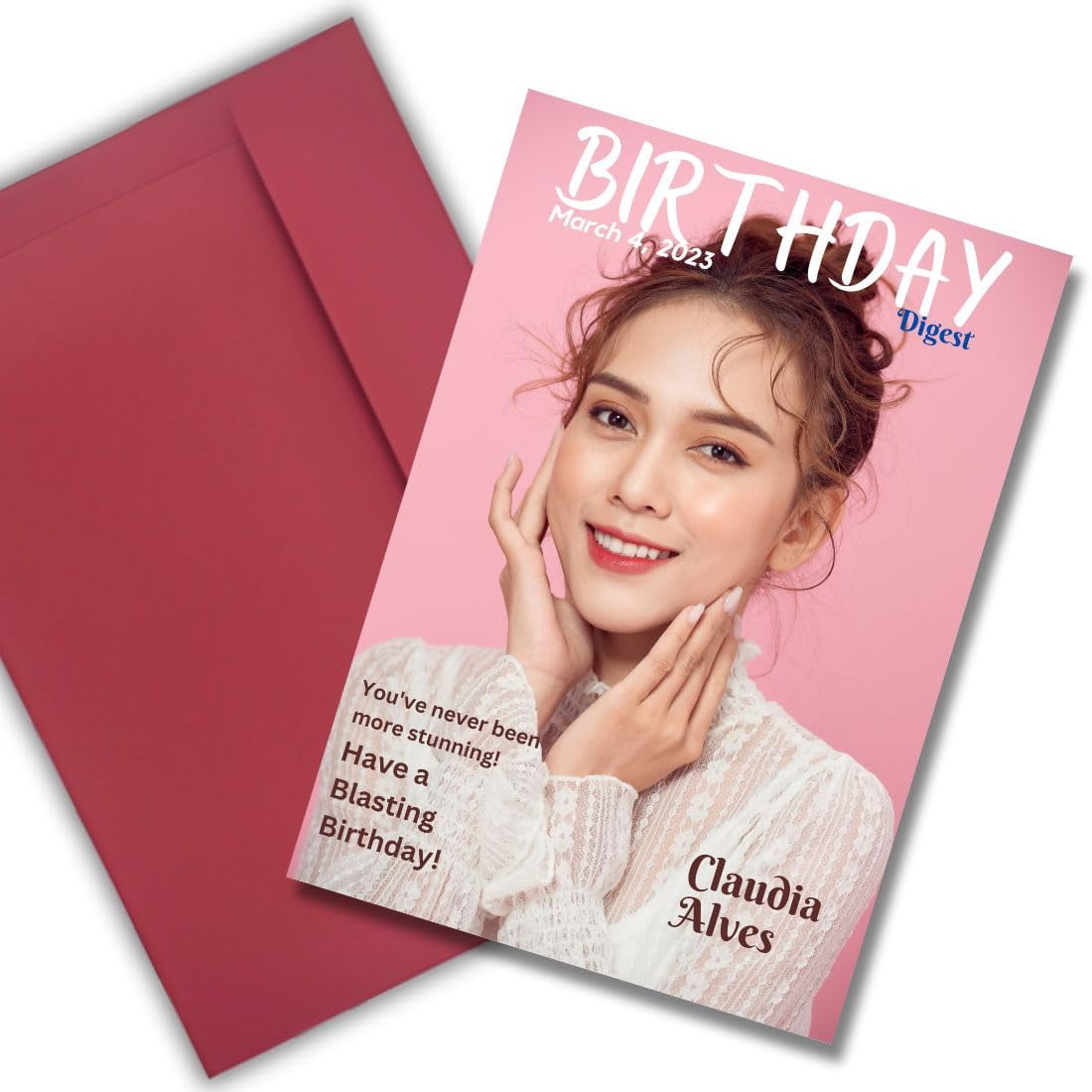 AanyaCentric A4 Size Customized Personalized Magazine Cover Birthday Photo Greeting Card for ...