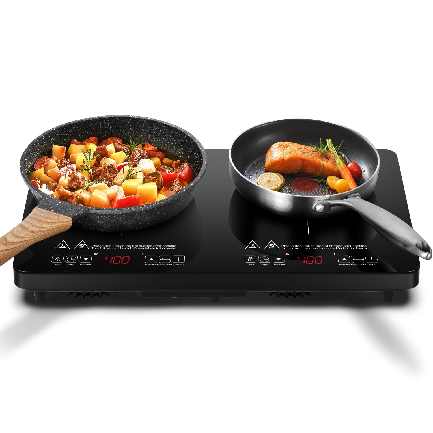 Aaobosi 1800W Portable Double Induction Cooktop, 2 Burner Electric ...