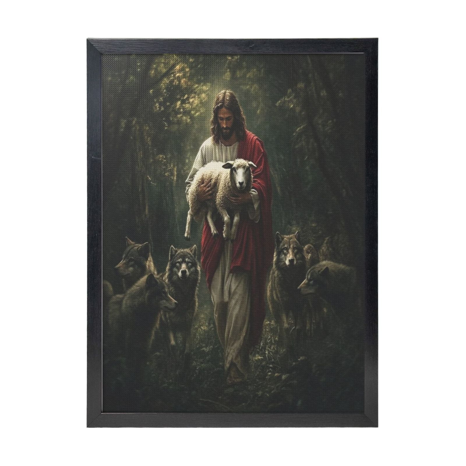 Aaoeni Captivating! Jesus Holding Lamb Among Wolves Canvas Poster ...