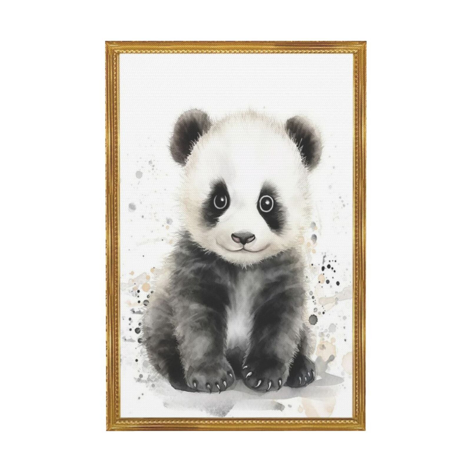 Aaoeni Charming Baby Panda Watercolor Wall Art: Soft, detailed ...