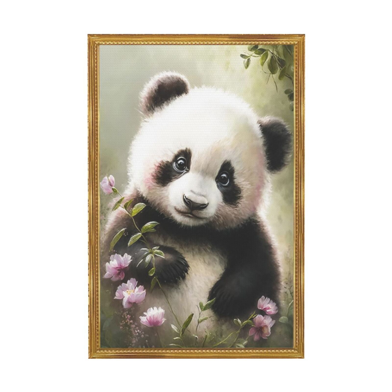 Aaoeni Cuddly! Baby Panda with Flowers Canvas, Cute Wall Art, High ...