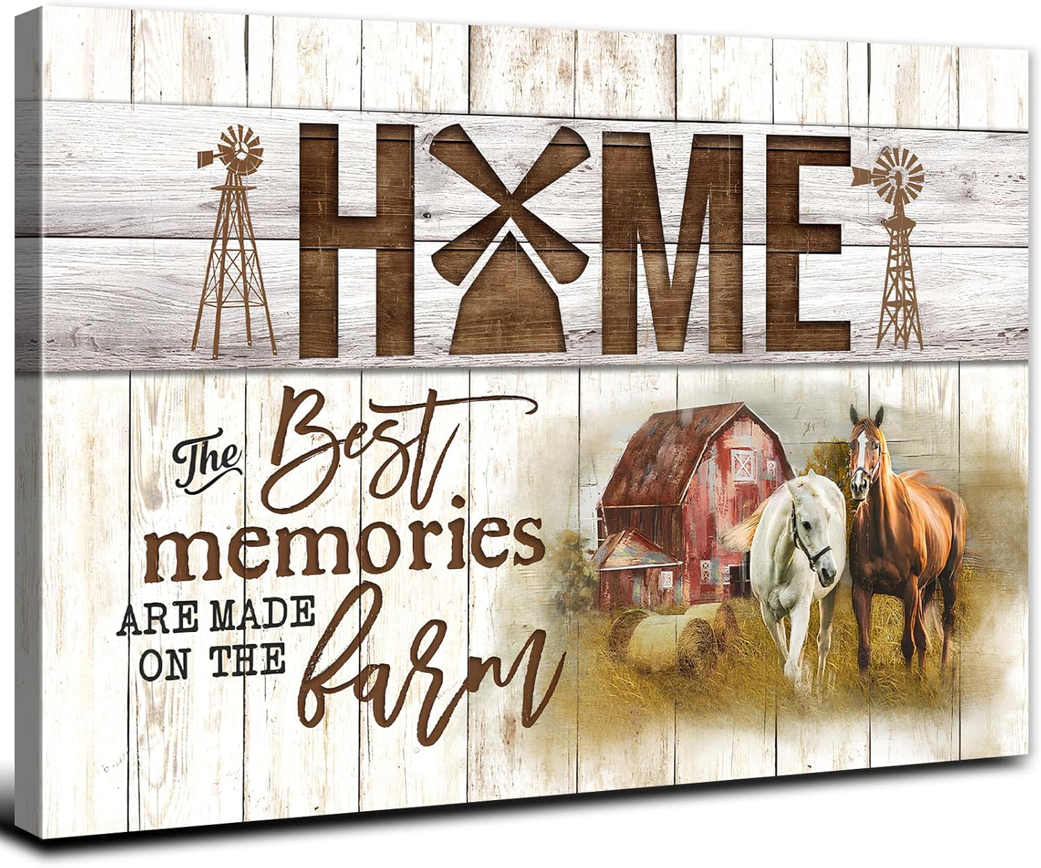Aaoeni Delightful Rustic - inspired Canvas Art - 'HOME' with Farm ...