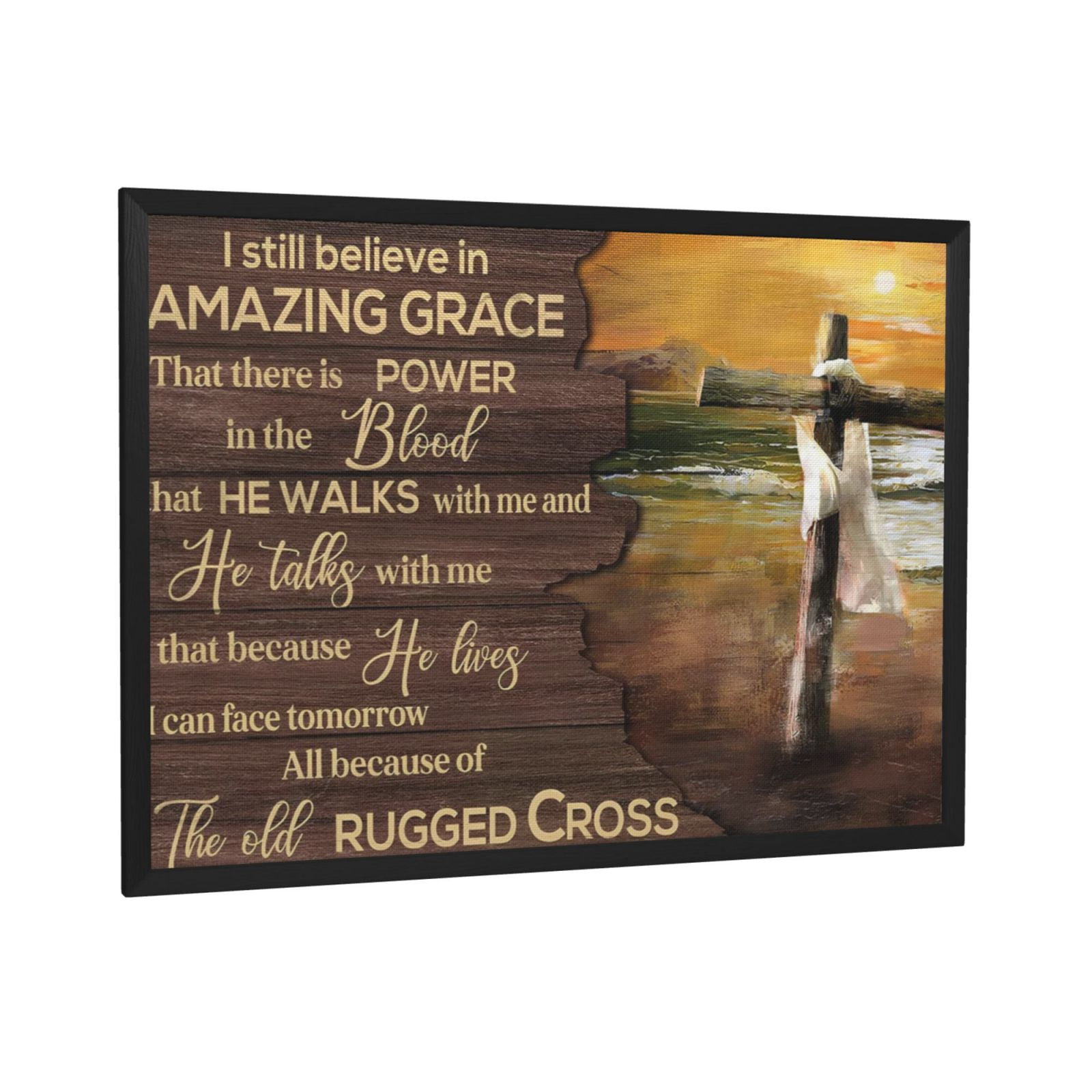 Aaoeni Inspirational Christian Canvas Art - 'Amazing Grace' Quote with ...