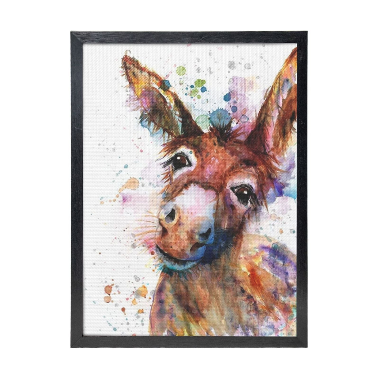 Aaoeni Playful: Watercolor Donkey Canvas, Charming Animal Art for Home ...