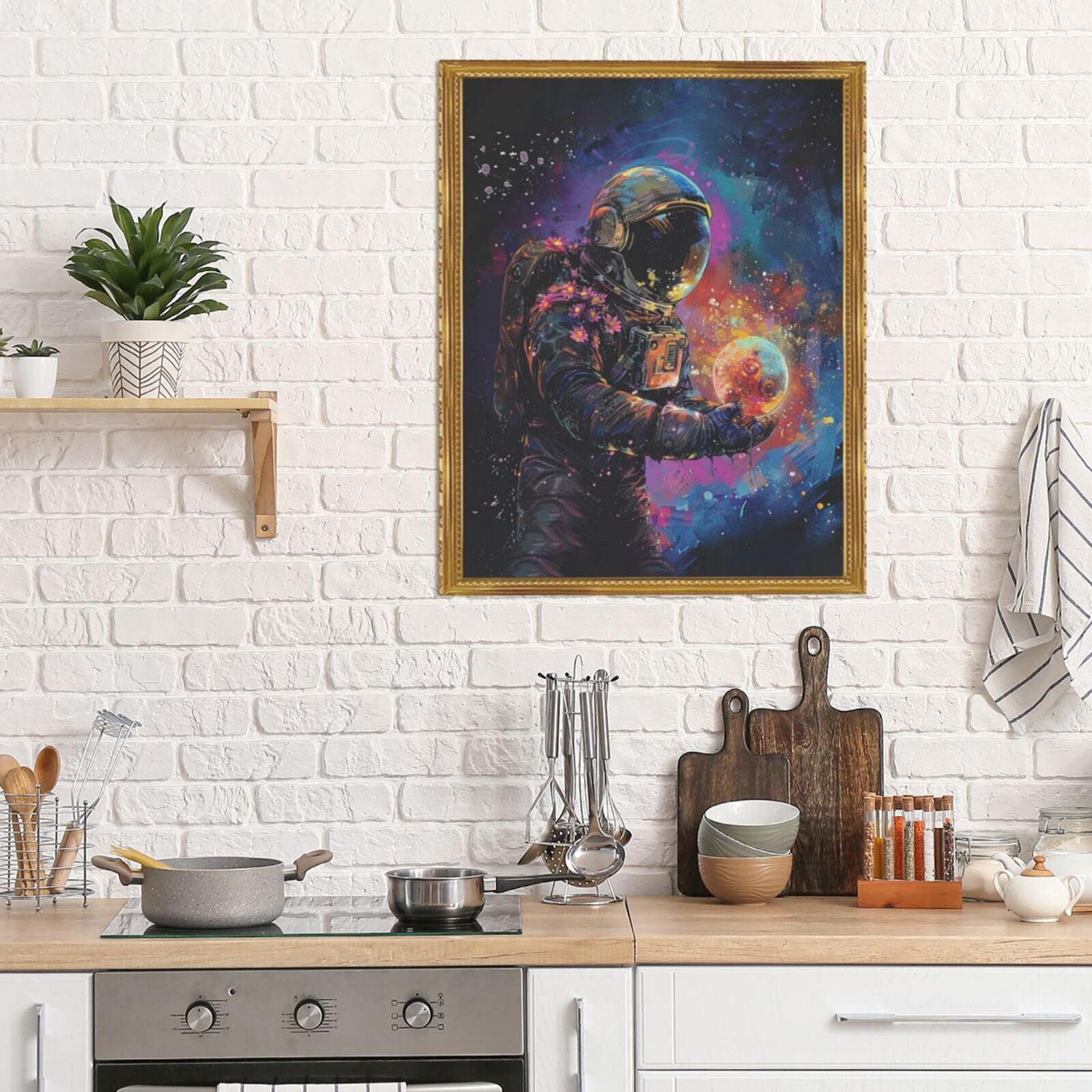 Aaoeni Popular Cosmic Astronaut Canvas Poster - Vivid Art of Astronaut ...