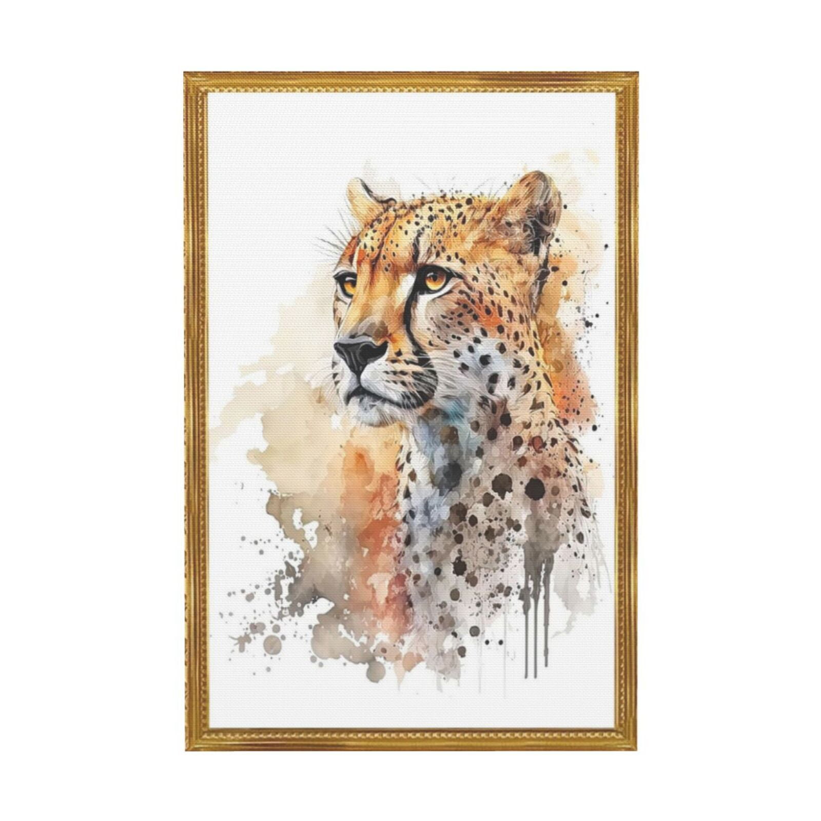 Aaoeni Striking: Watercolor Cheetah Canvas Art, Animal Wall Decor, High ...