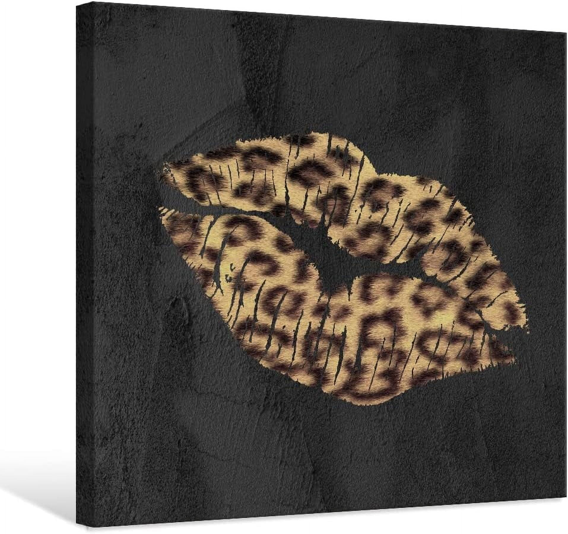 Aaoeni Stylish: Leopard Print Lip Canvas, Trendy Wall Art, Perfect for ...