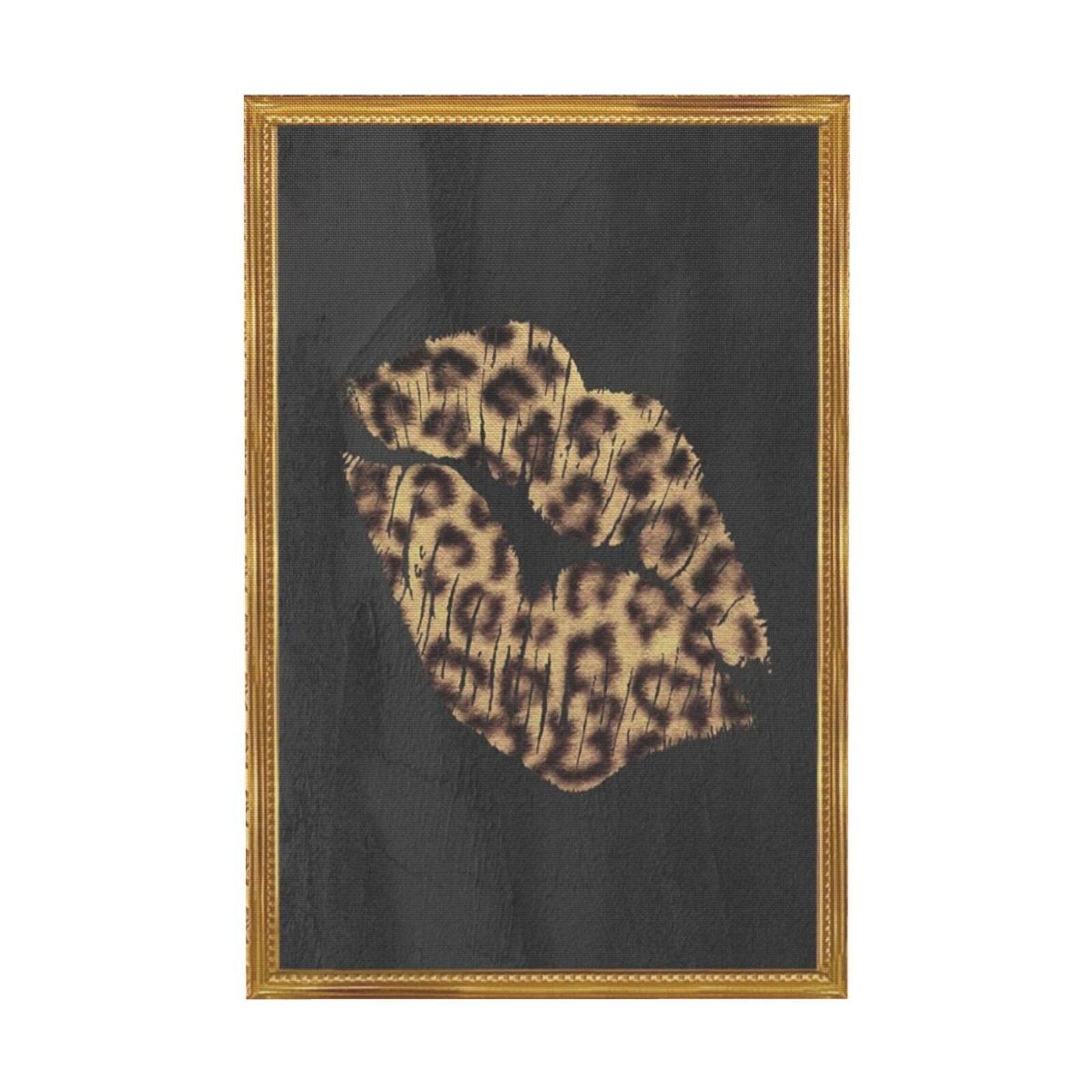 Aaoeni Stylish: Leopard Print Lip Canvas, Trendy Wall Art, Perfect for ...