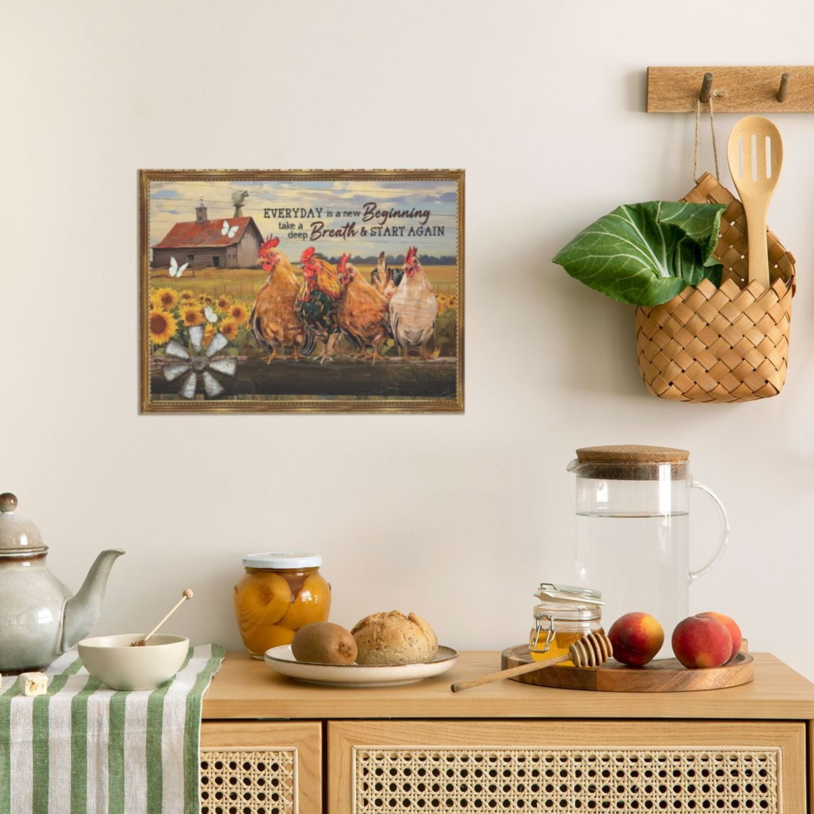 Aaoeni Trending Farmhouse Canvas Art - Chickens with Inspiring Quote ...