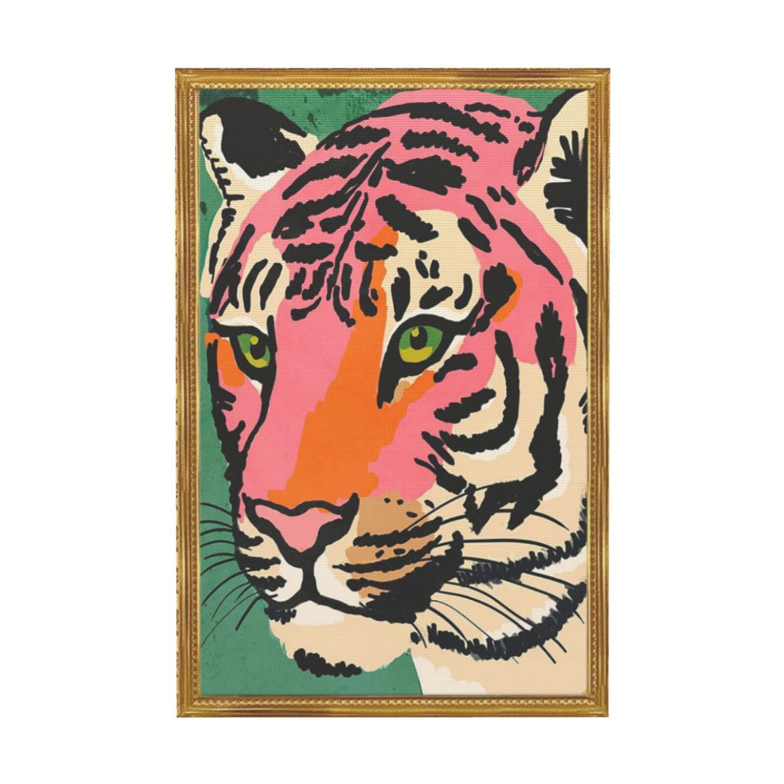 Aaoeni Vibrant: Pink Tiger Canvas, Bold Animal Art. Unique Color Scheme ...