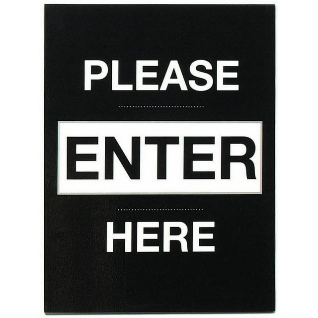 Aarco Products Inc. Black Hardwood"Please Enter Here" Sign - 8 1/2"W x ...