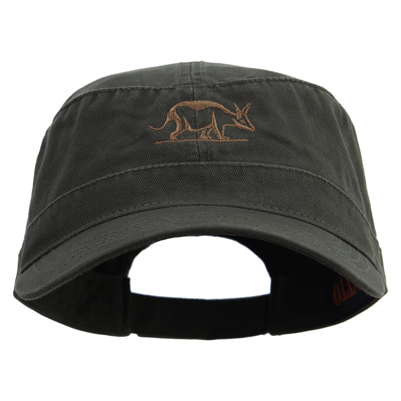 Aardvark Embroidered Garment Washed Adjustable Army Cap - Dk Olive ...