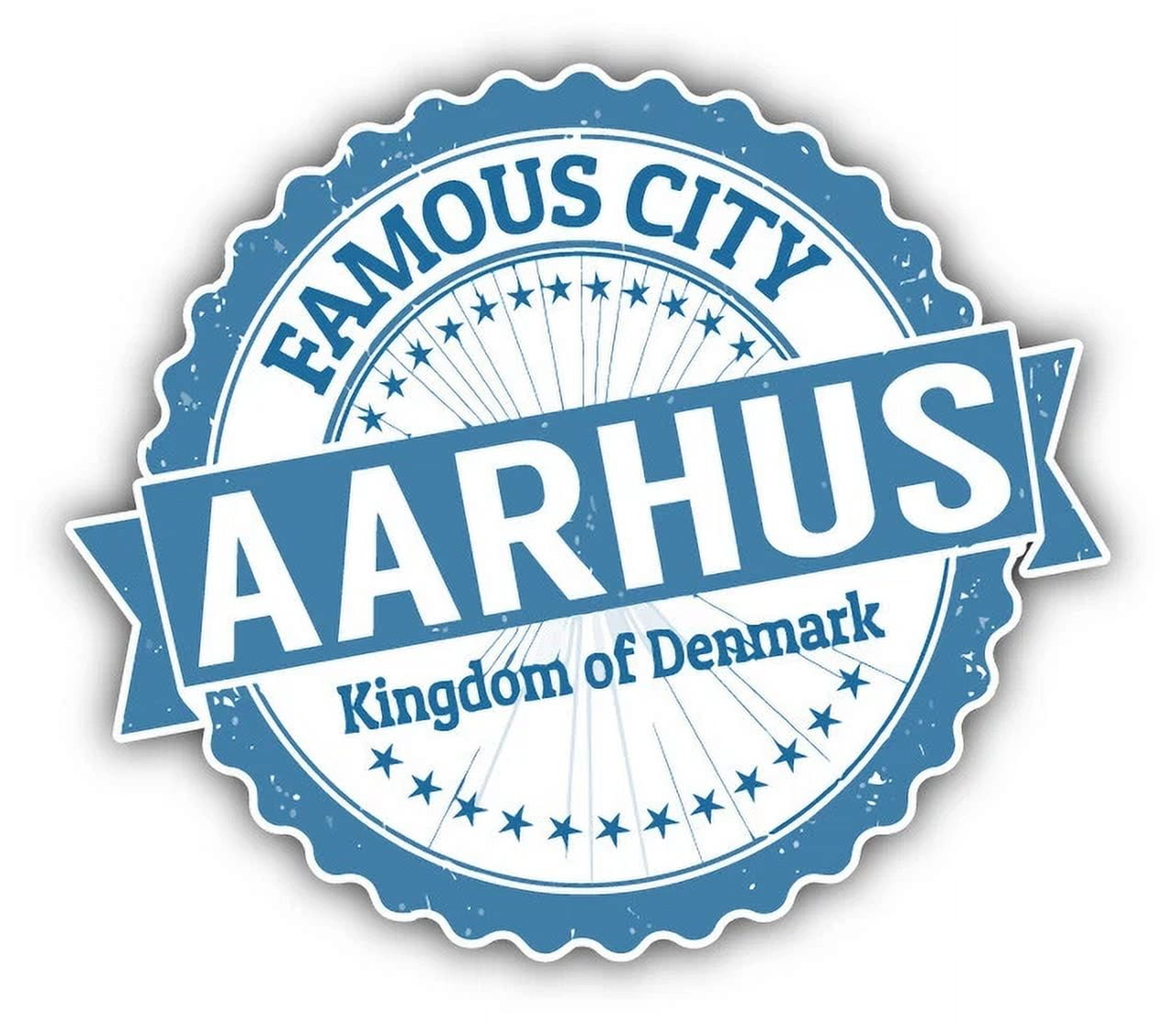 Aarhus City Denmark Grunge Travel Stamp Car Sticker Phone Decal Water ...