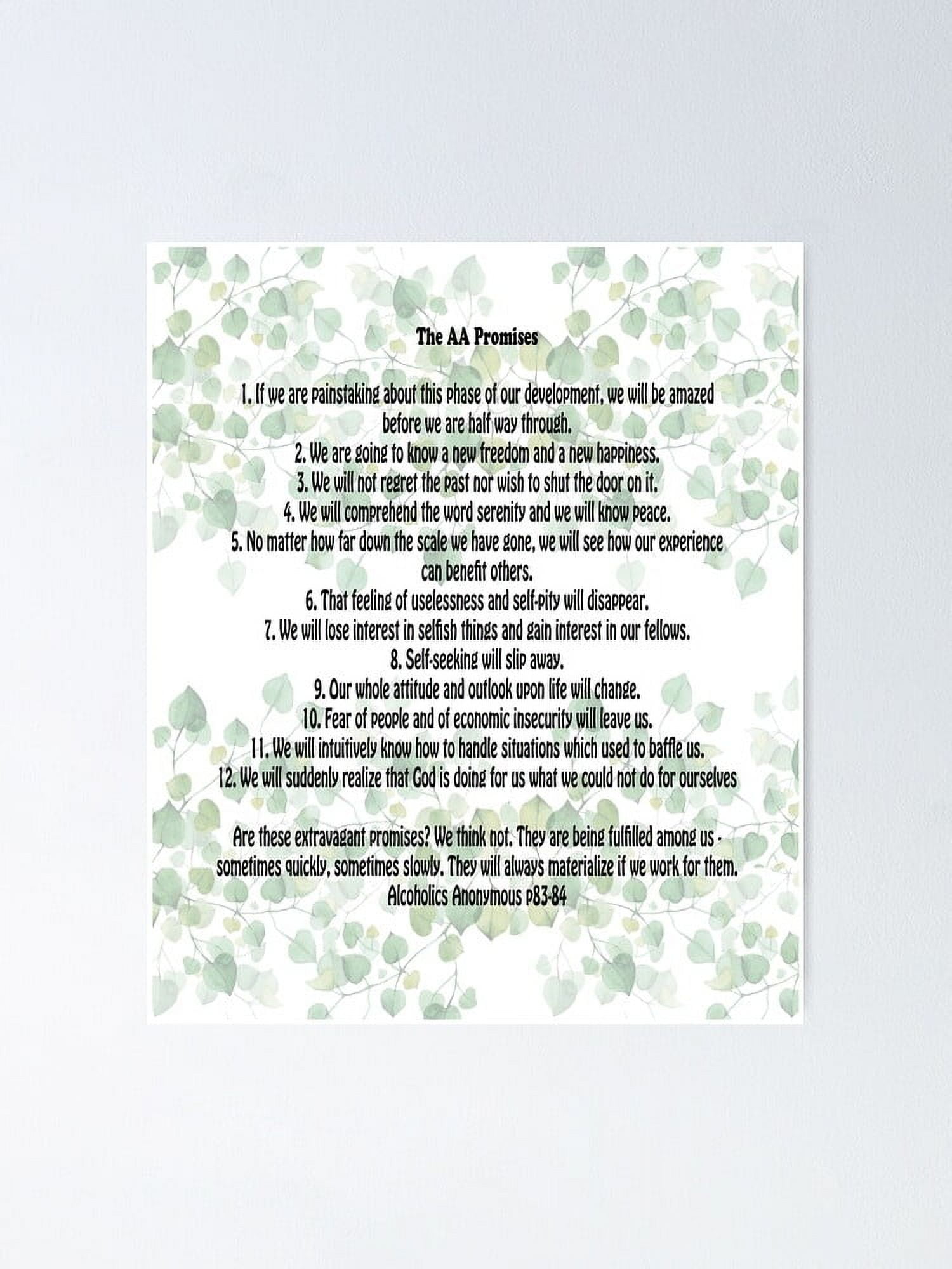 Aaroca 12 Step Promises AA Big Book Poster Classic Decoration for ...