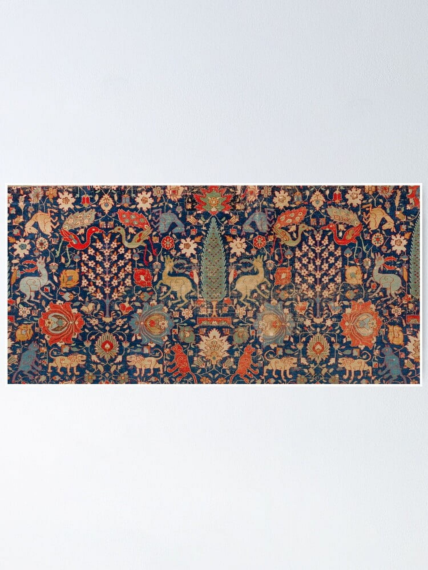 Aaroca 17th Century Persian Rug Print with Animals Unframed Classic ...