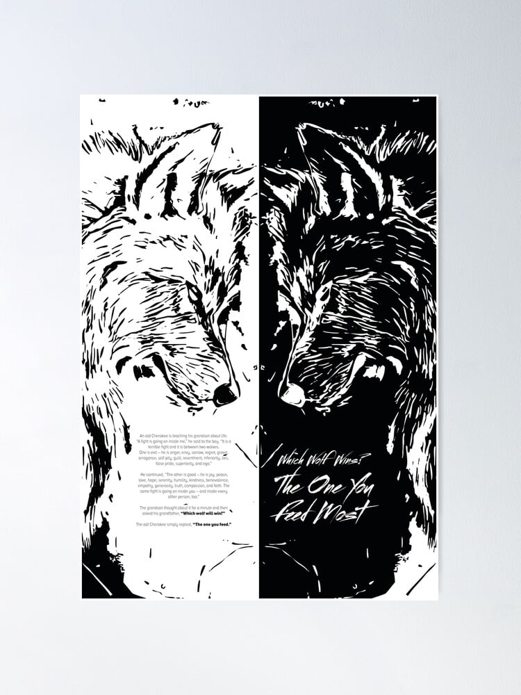 Aaroca 2 Wolf Cherokee Legend Two Wolves With Story Poster Canvas ...