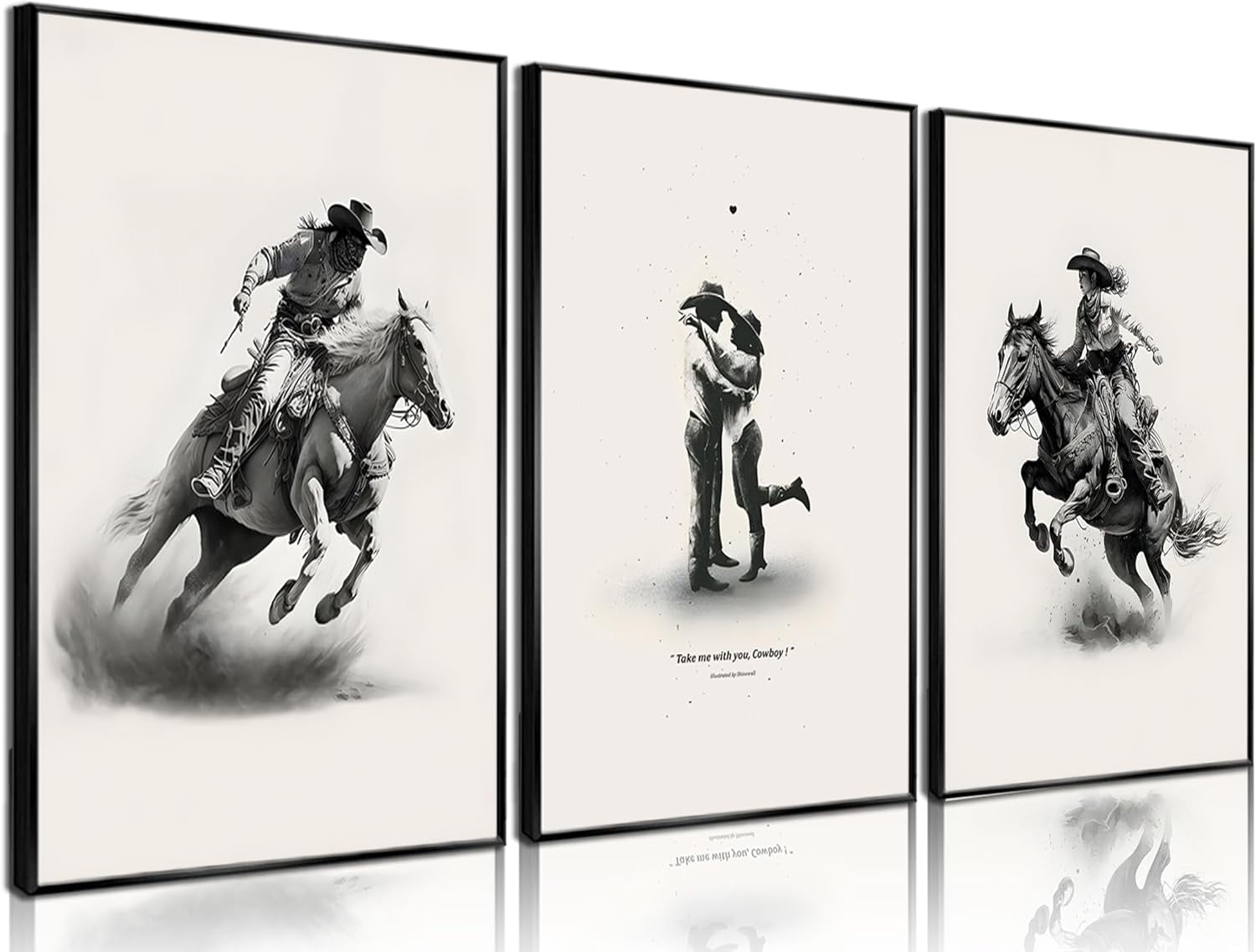 Aaroca 3 Pcs Western Cowboy Wall Art Vintage Cowboy Posters Simple ...