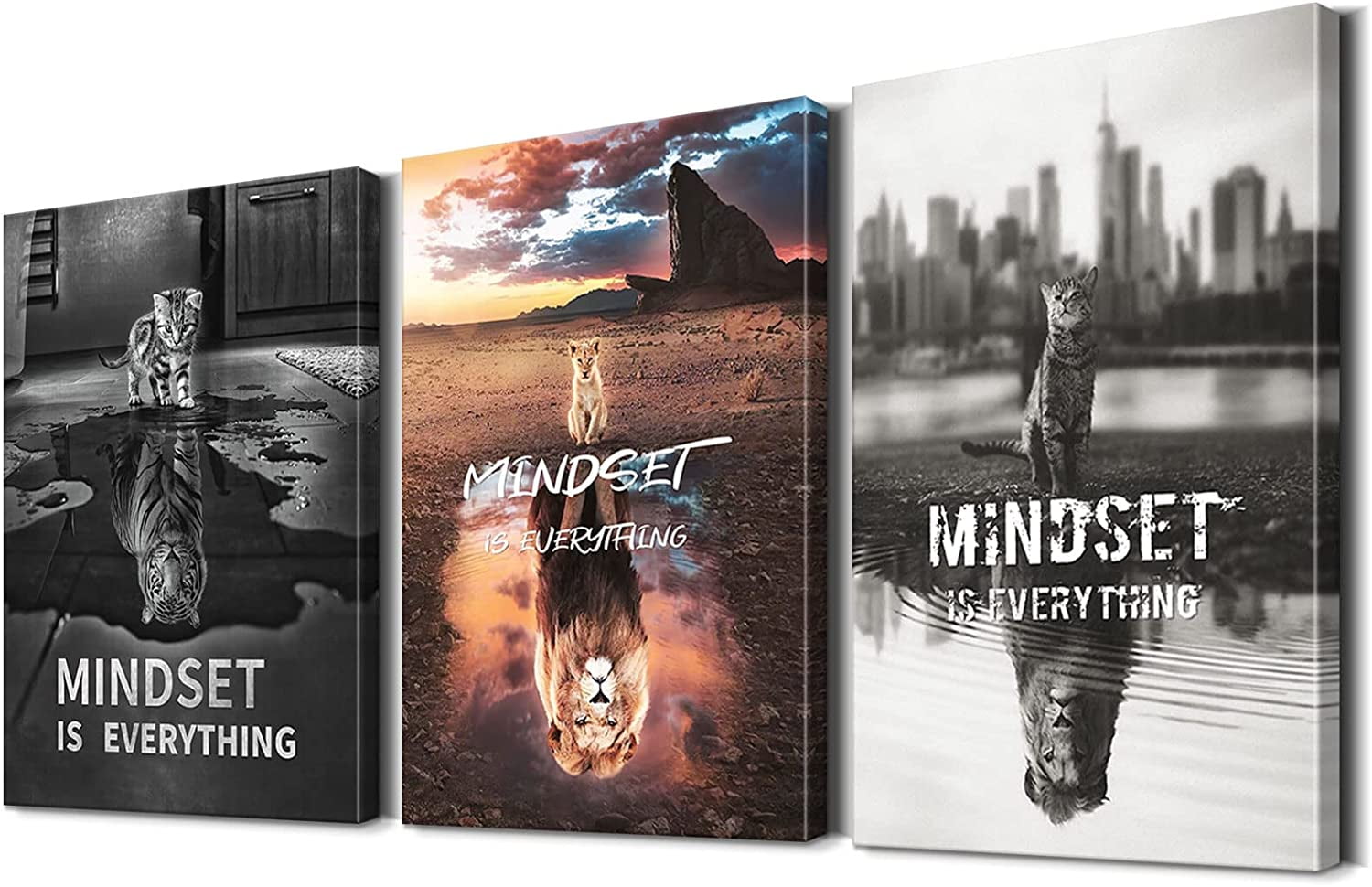 Aaroca 3 Pieces Mindset Is Everything Motivational Wall Art ...