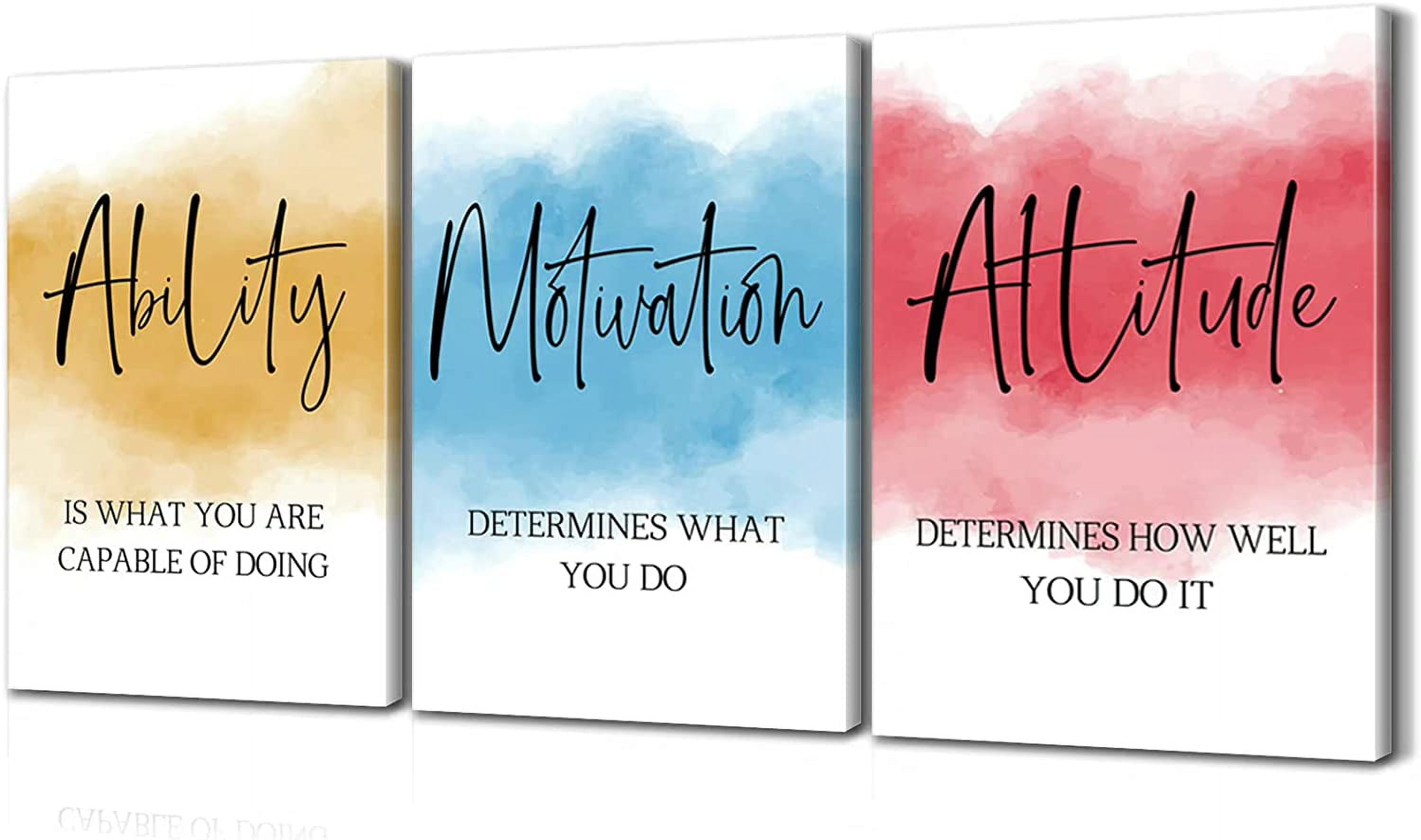 Aaroca 3PCS Modern Inspirational Wall Art Ability Motivation Attitude ...