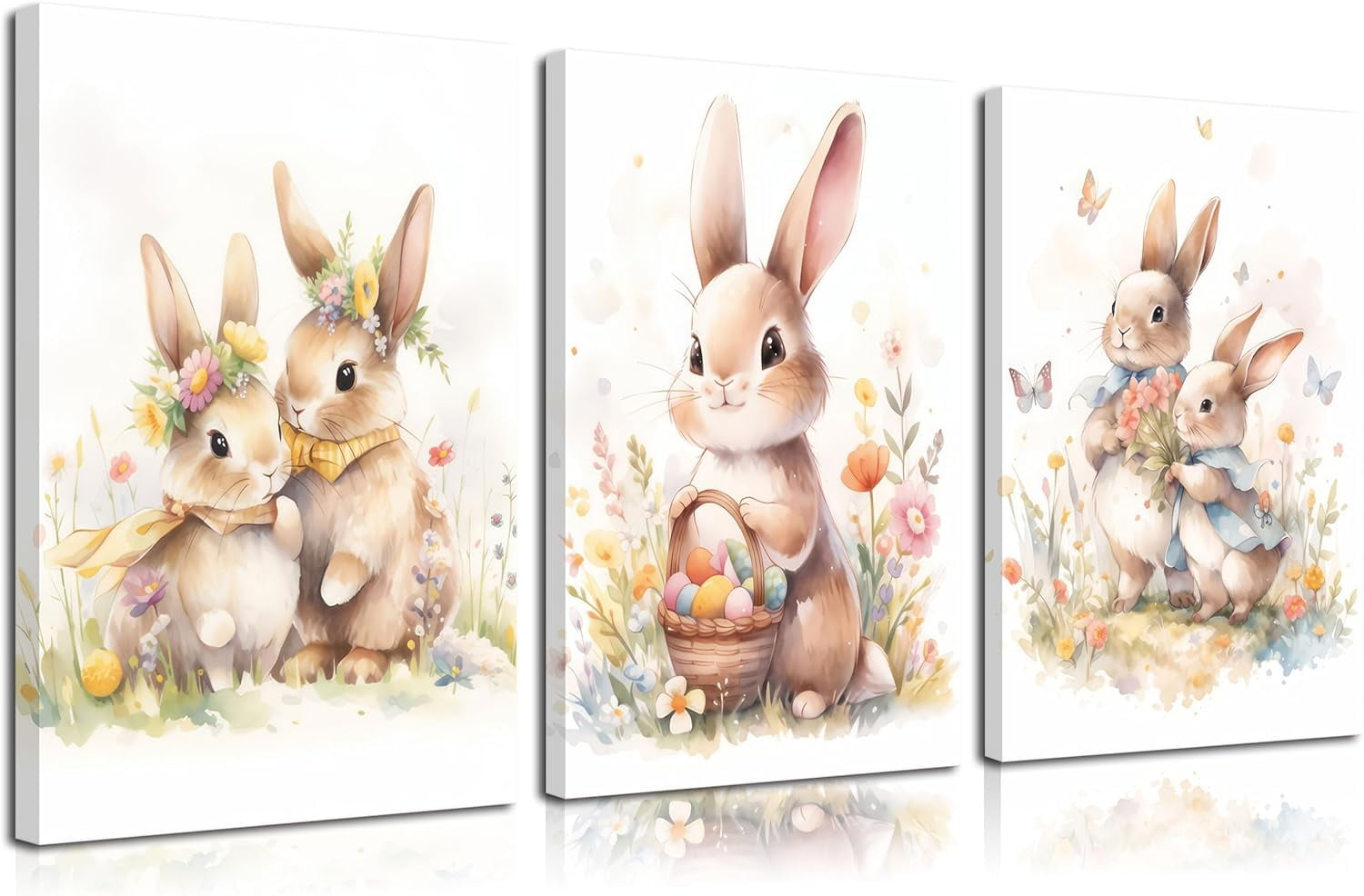 Aaroca 3pcs Easter Nursery Bunny Canvas Wall Art Children'S Room Girl ...