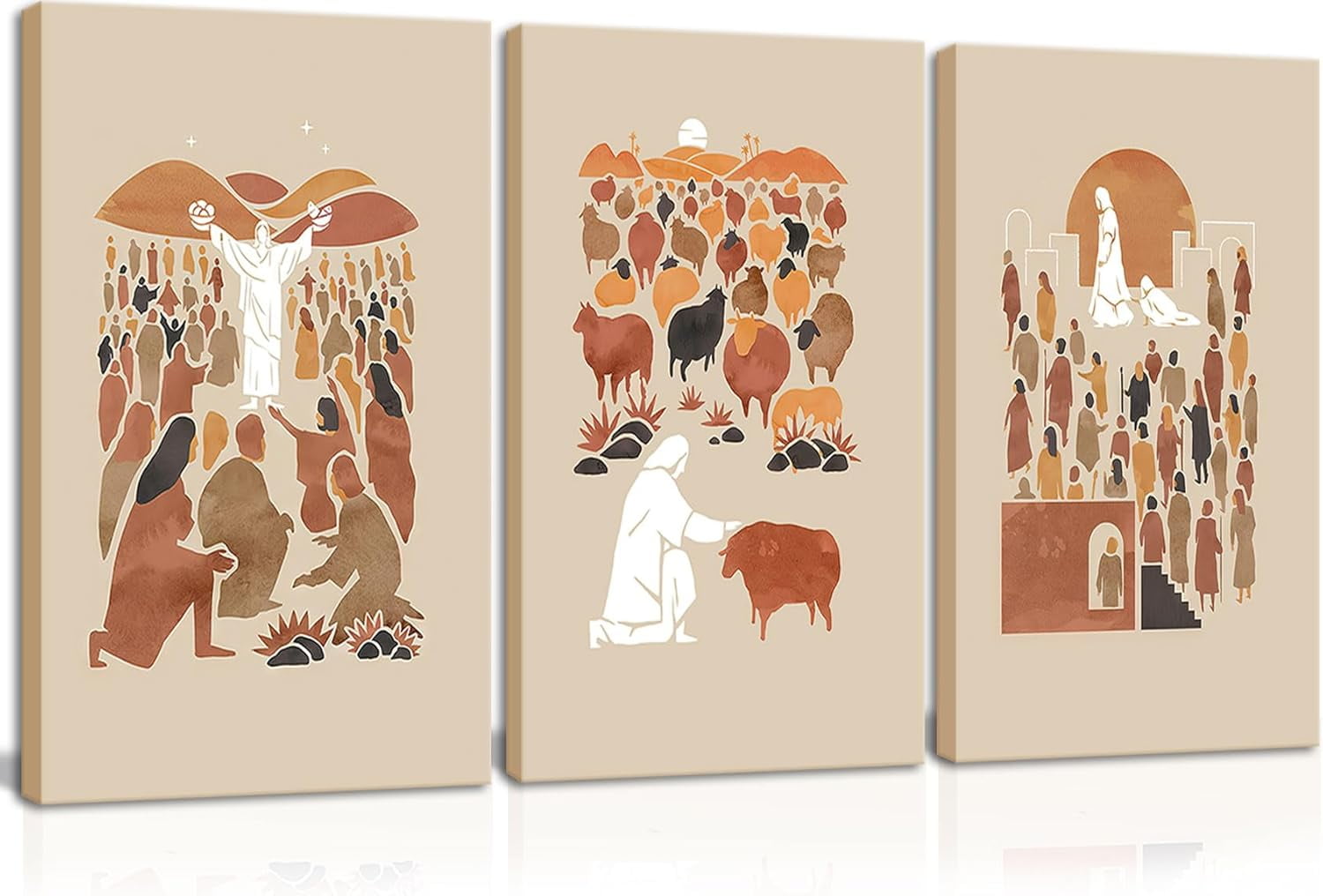 Aaroca 3pcs Jesus Wall Art Christ Shepherd Religious Faith Scripture ...