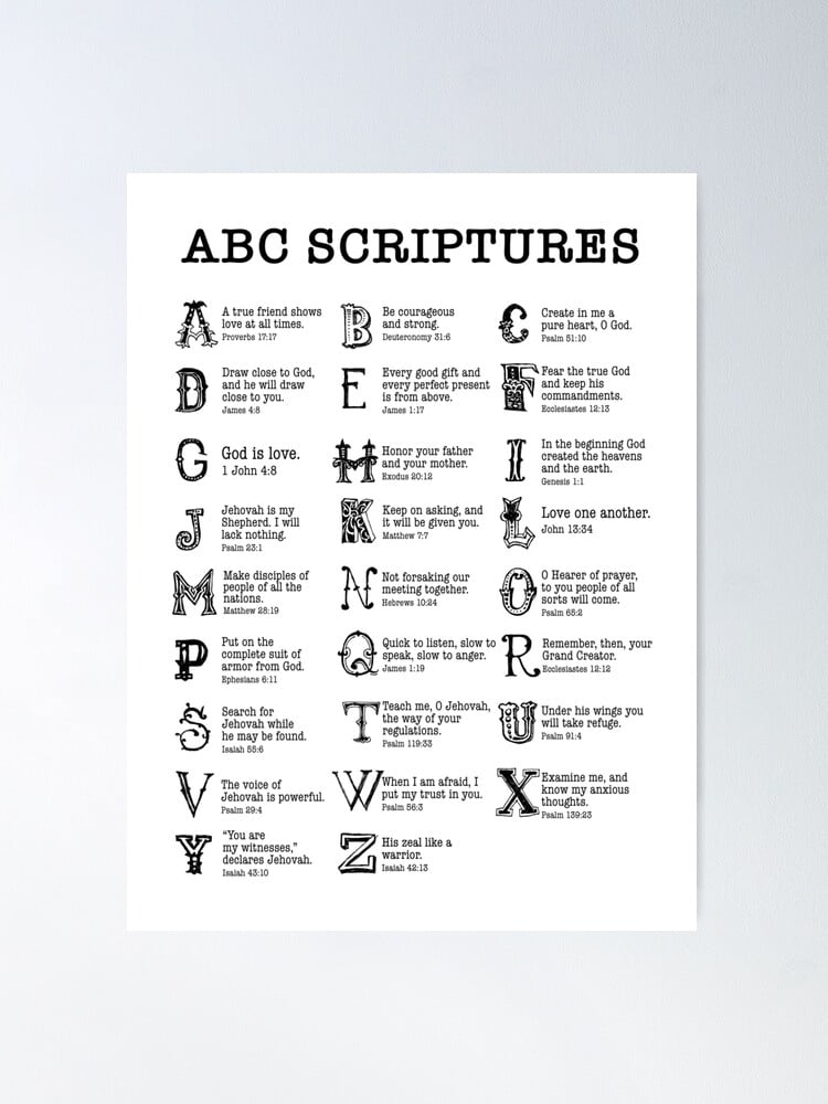 Aaroca ABC SCRIPTURES (BLACK & WHITE) Poster Canvas Poster - Modern ...