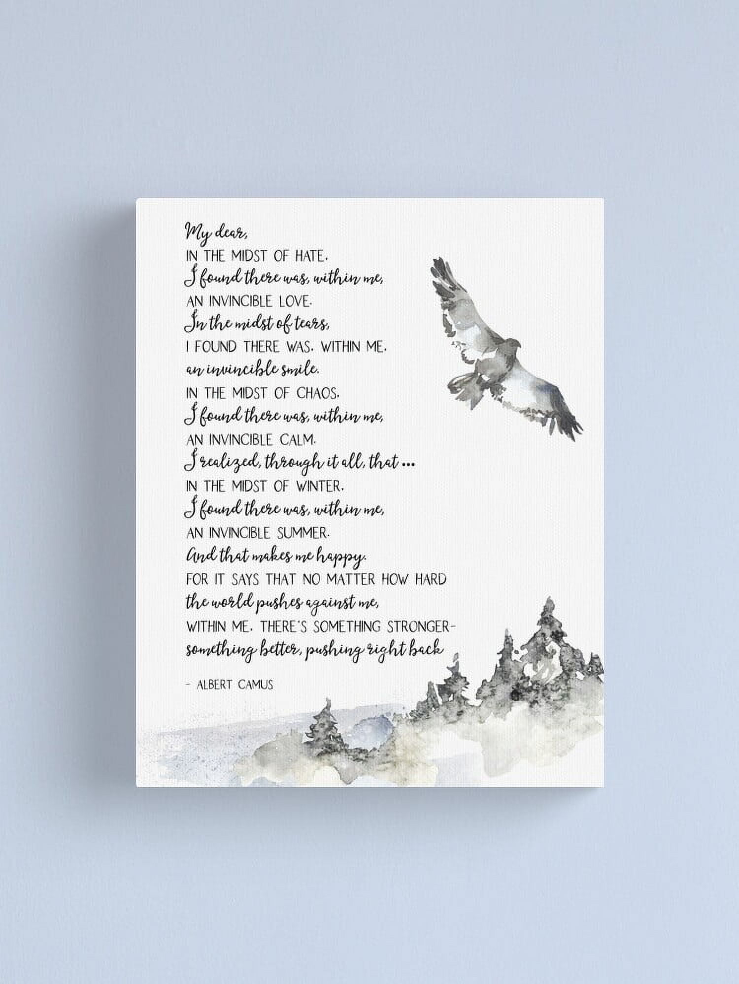 Aaroca Albert Camus Poem - Invincible Summer Canvas Print High-Quality ...