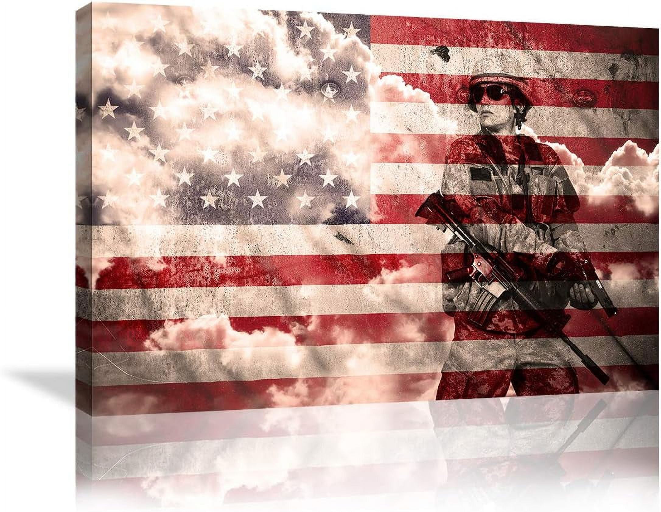 Aaroca American Soldiers Wall Art Canvas Prints American Flag Wall ...