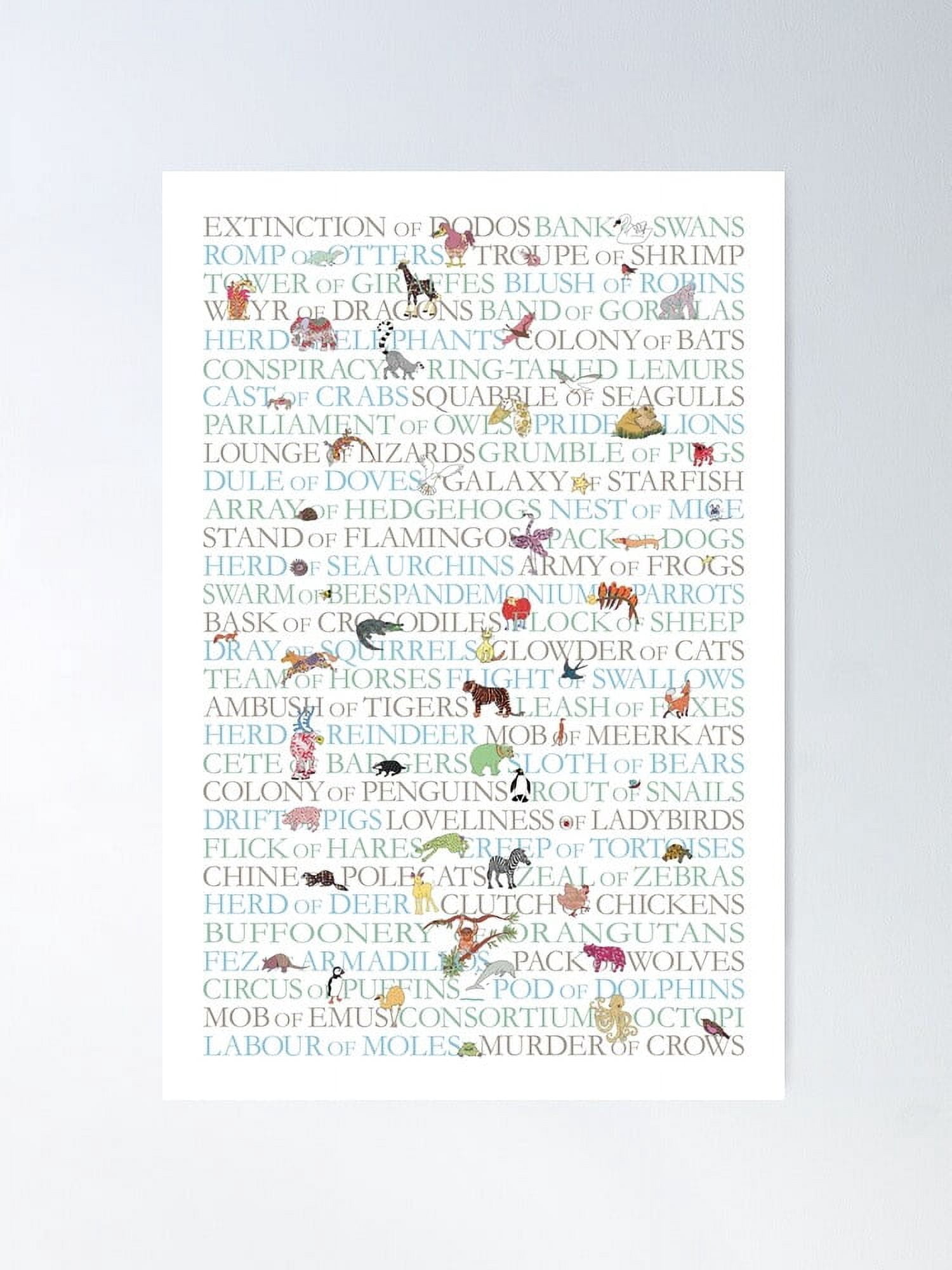 Aaroca Animal Collective Nouns Poster Canvas Poster - Modern Wall Art ...