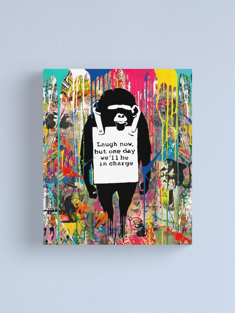 Aaroca Banksy Animals Graffiti Stencil Art Collage Laugh Now Chimp ...