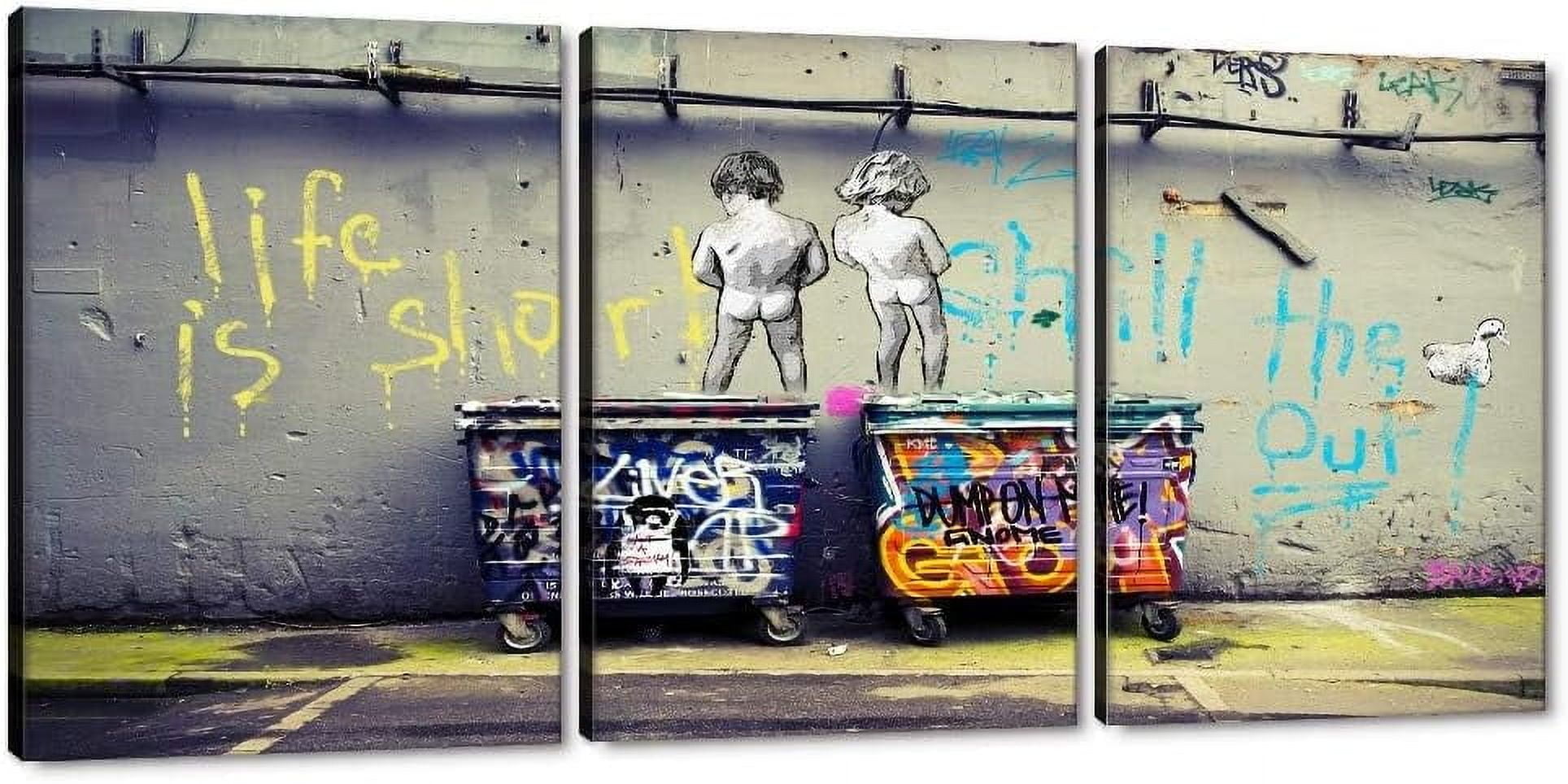 Aaroca Bansky Canvas Wall Art 3 Pieces Graffiti Inspirational Quotes ...