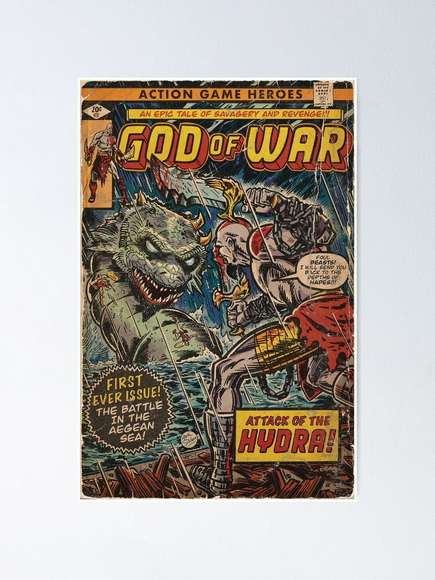 Aaroca Battle in the Aegean Sea! - God of War Comic book cover Fan Art Unframed Classic ...