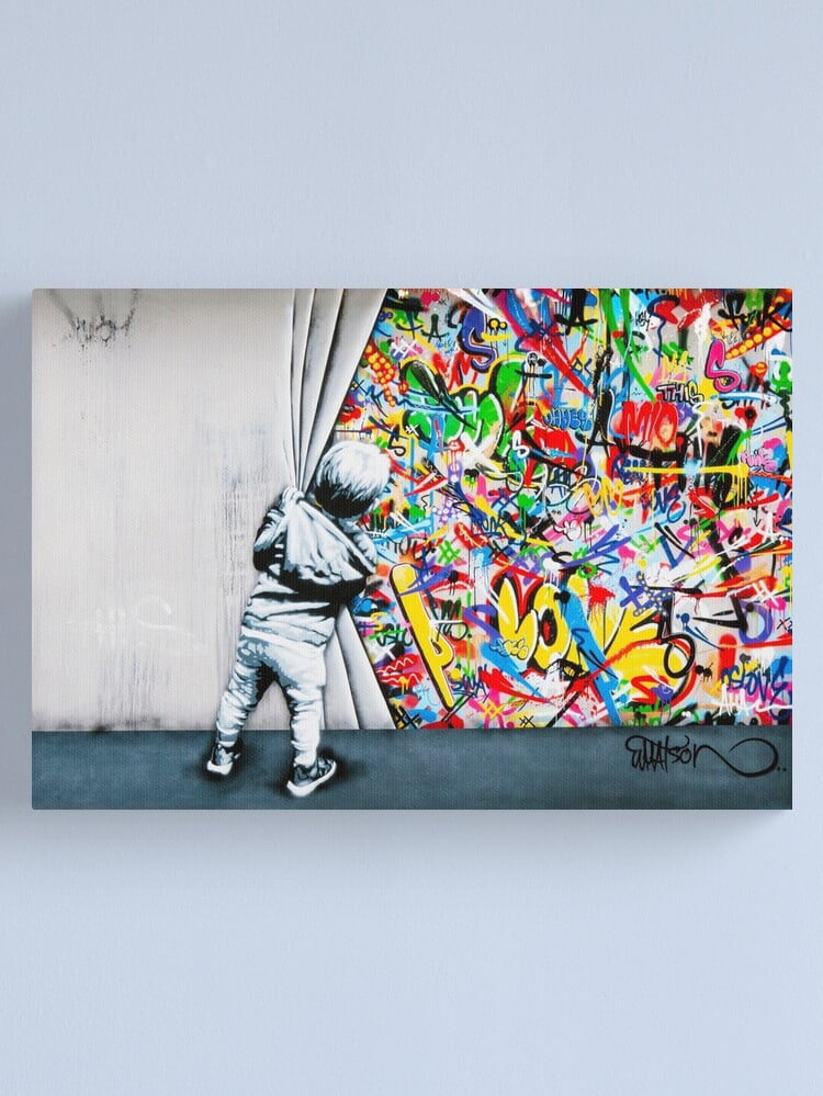 Aaroca Behind The Curtain Boy - Colorful Graffiti Pop Art - Banksy ...
