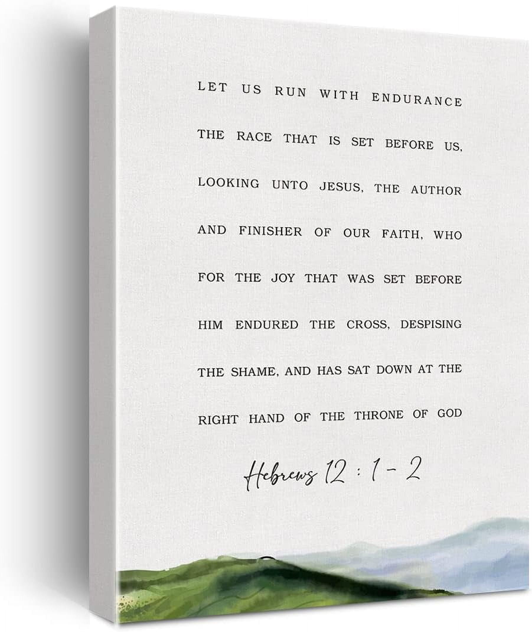 Aaroca Bible Verse Canvas Print Decor Let us Run with Endurance the ...