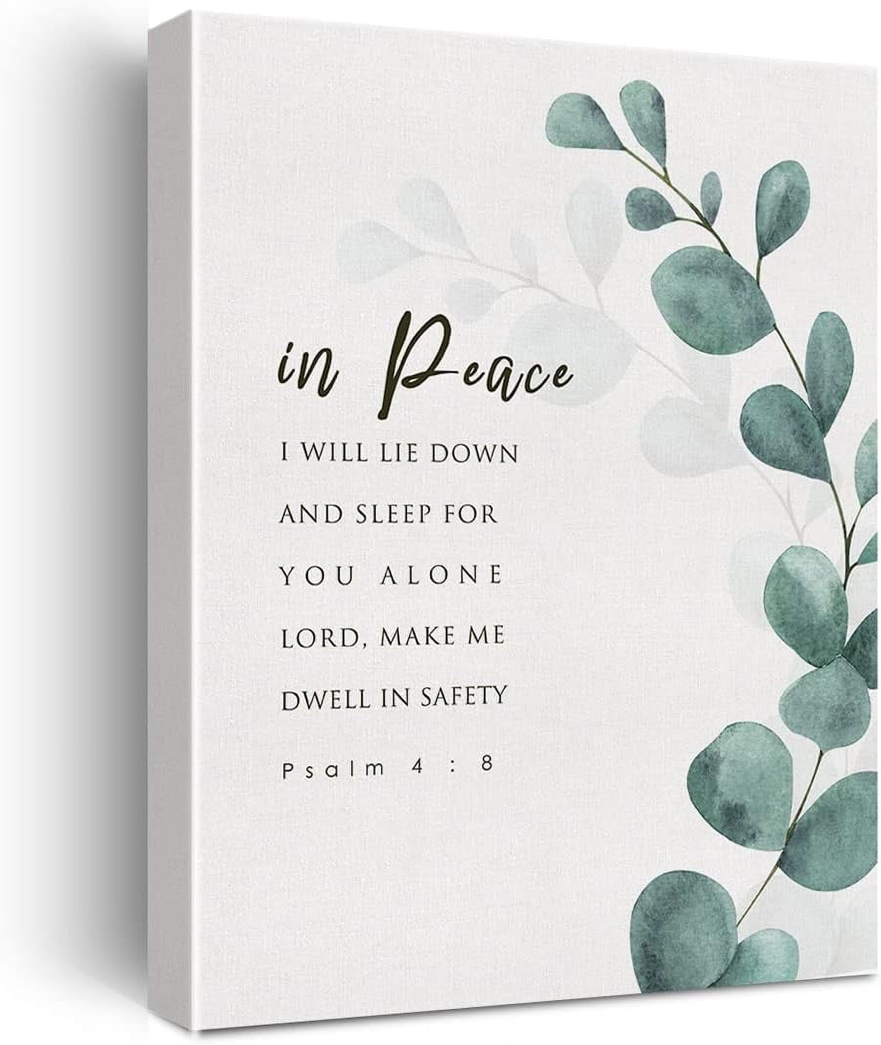 Aaroca Bible Verse Canvas Print Decor in Peace I will Lie Down and ...