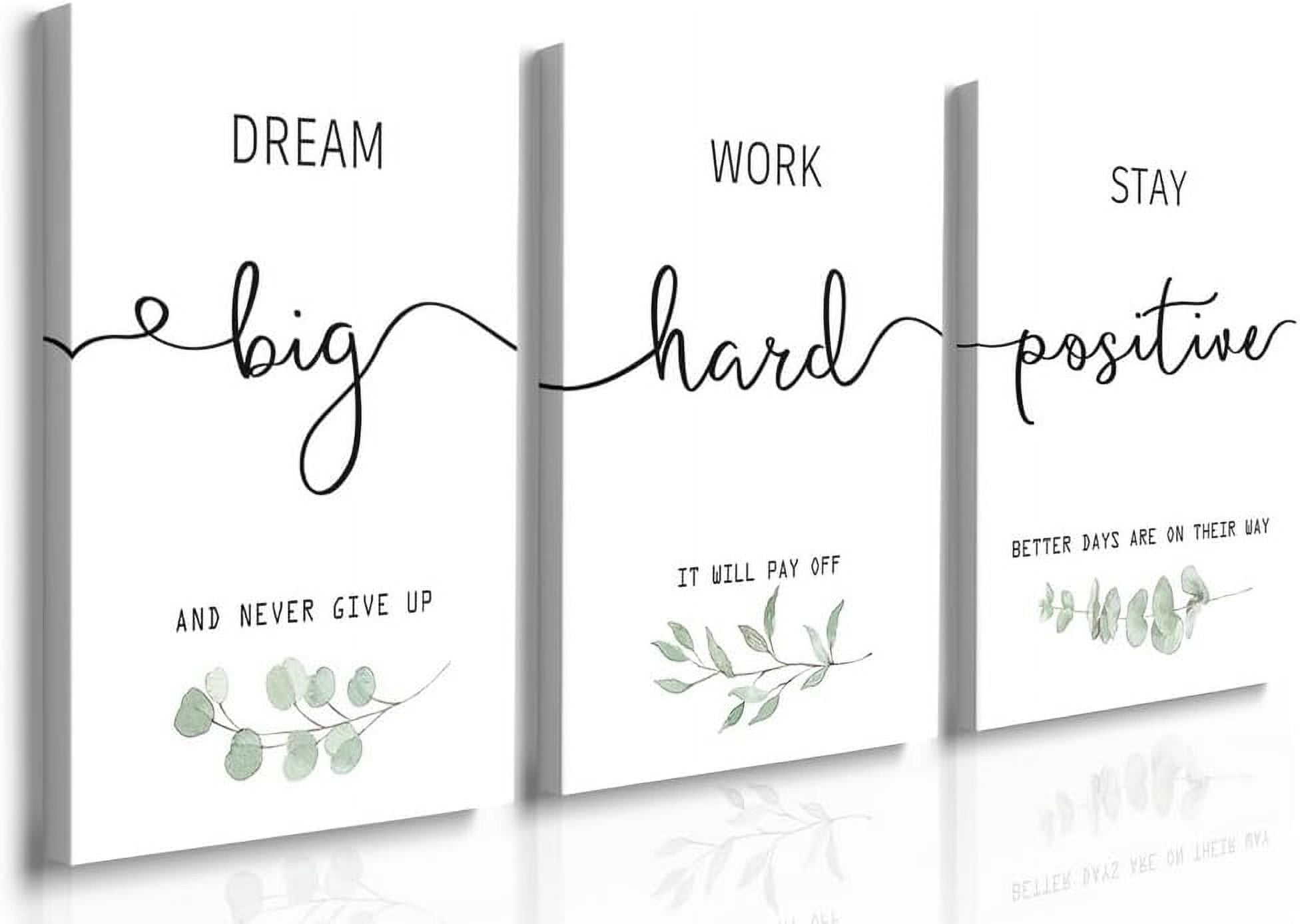 Aaroca Black and White Inspirational Wall Art Office Decor for Women Boho Green Botanical ...