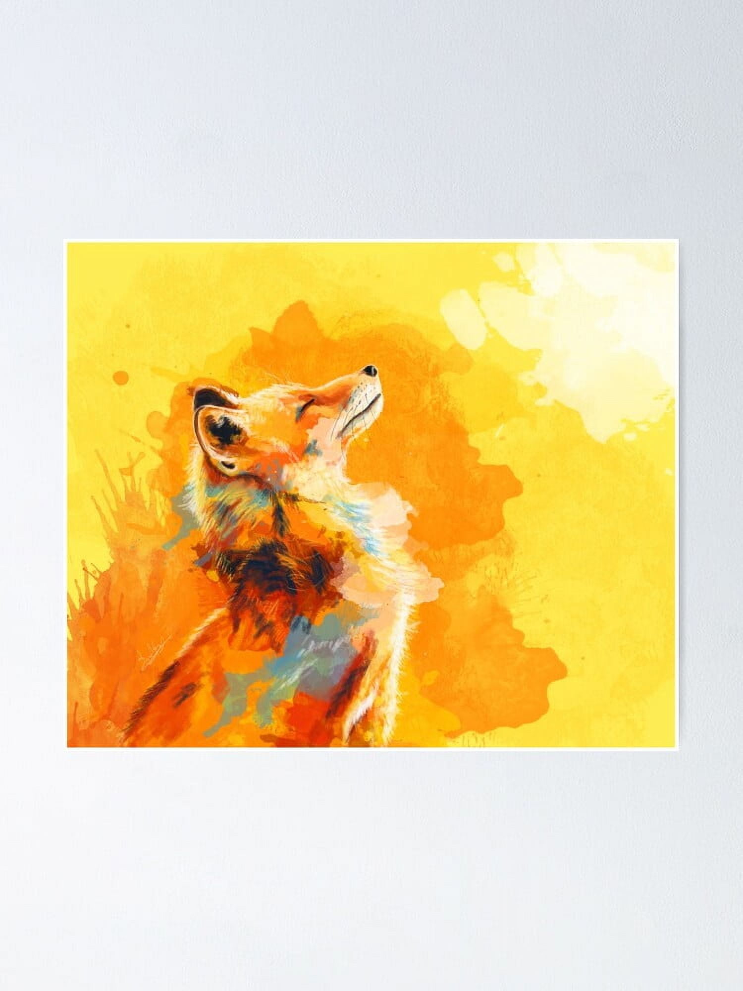 Aaroca Blissful Light - Fox illustration inspirational Unframed Canvas ...