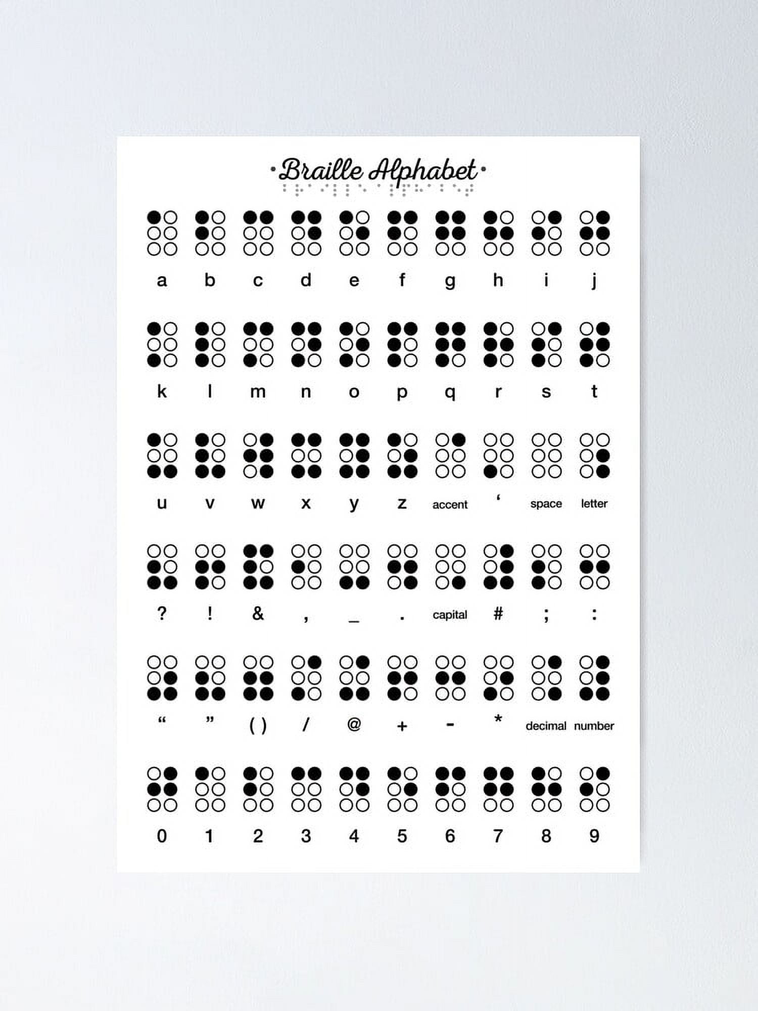 Aaroca Braille Alphabet Poster Artwork Decor for Living Room Bathroom ...