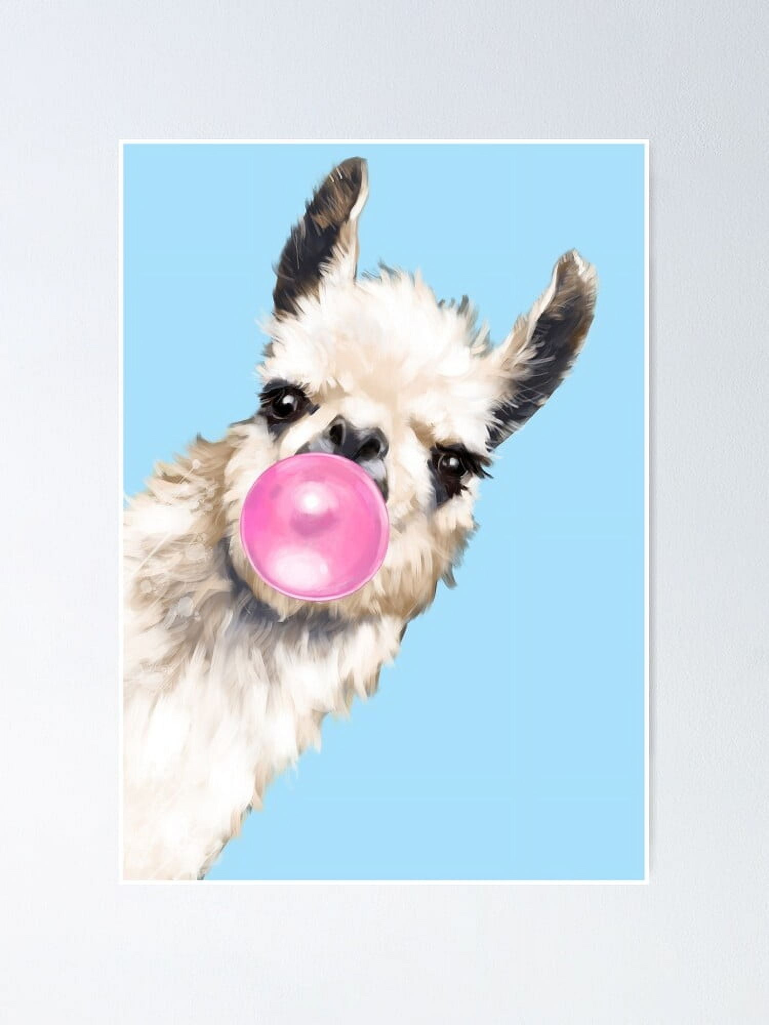 Aaroca Bubble Gum Sneaky Llama in Blue Unframed Classic Decoration for ...
