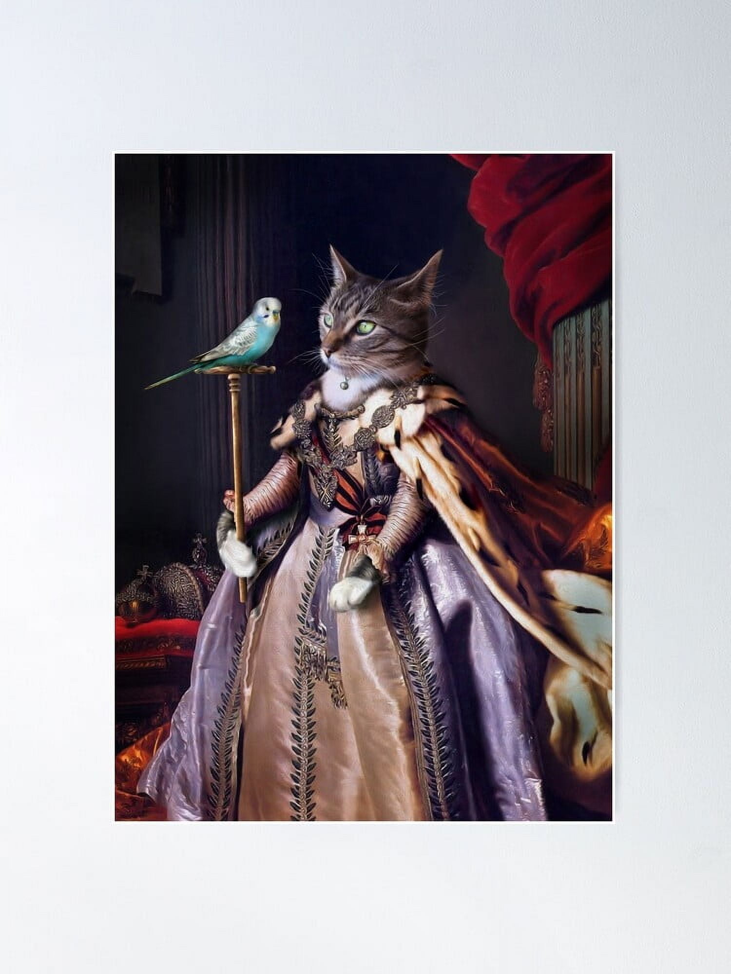 Aaroca Cat and Budgie Portrait - Big Cat and Cyril Poster Canvas Poster ...