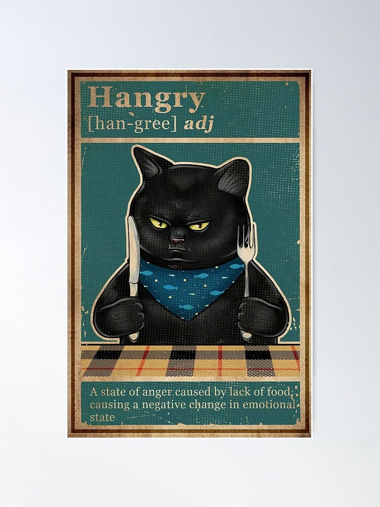 Aaroca Cat hangry Poster Canvas Poster - Modern Wall Art for Home ...