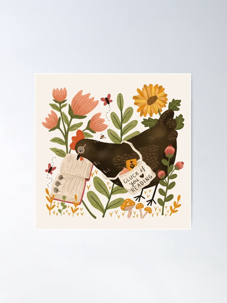 Aaroca Chicken Reading a Book Poster Canvas Poster - Modern Wall Art ...